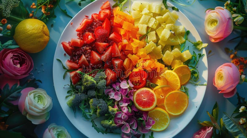 An Artistically Presented Meal on a Table that Changes Its Color Based ...