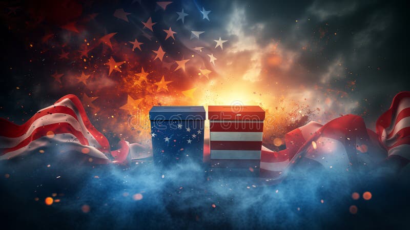 Explosive Impact of Democracy: American Flag-Clad Gift Amidst Fiery ...