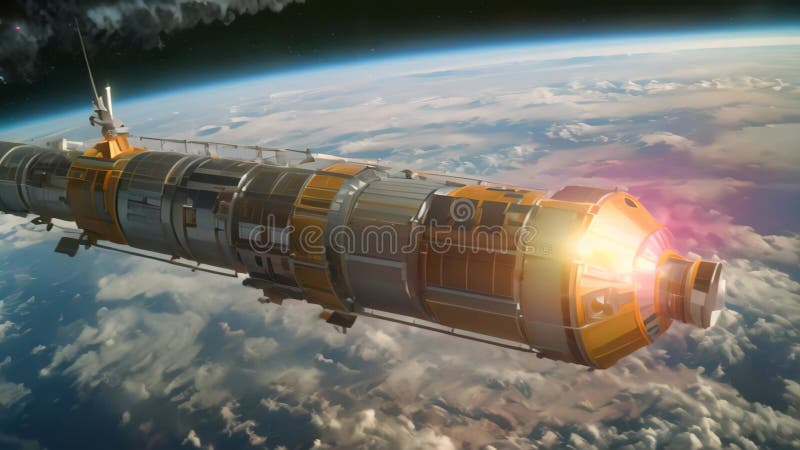 An Artists Concept of a High-tech Space Station Floating in the ...