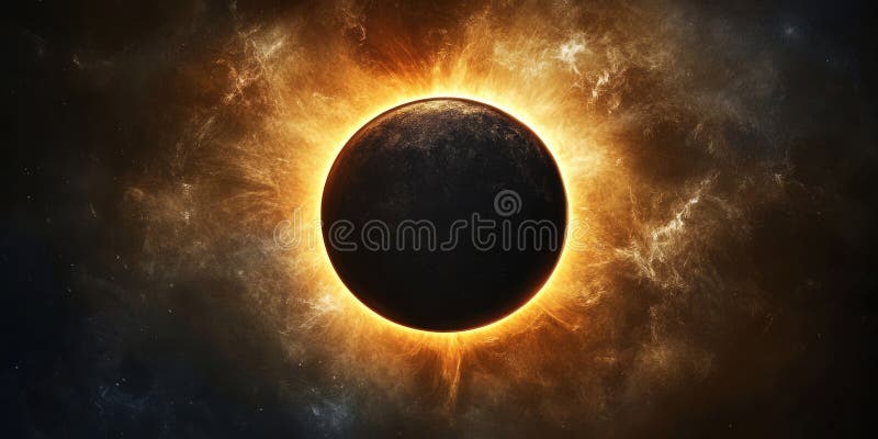 An Artists Depiction of a Solar Eclipse Event Occurring in Space Stock ...