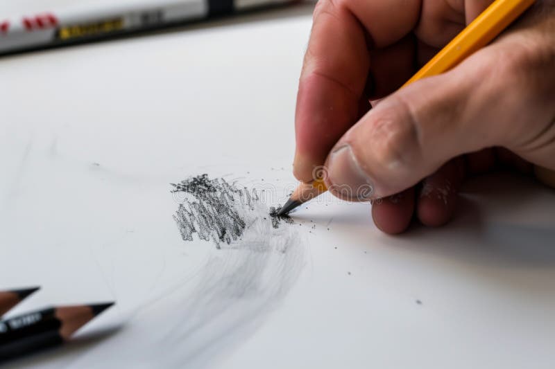 Artists Hand Erasing a Mistake on a White Paper with a Pencil Stock ...