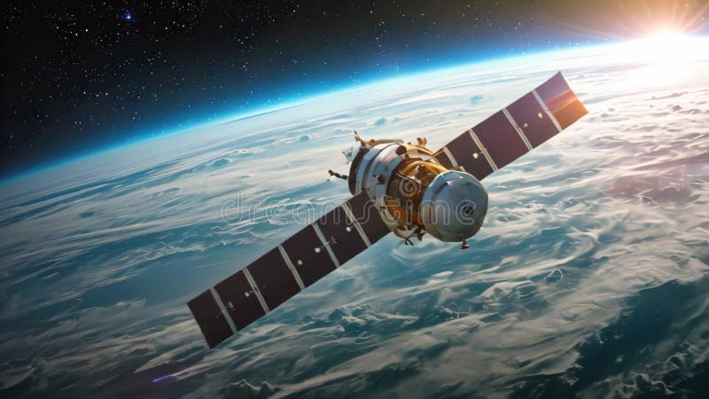 An Artists Interpretation of a Satellite Floating in Outer Space ...