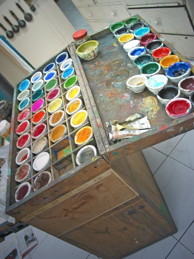 Artists Paint Color Box of Diversity Stock Image - Image of powder ...