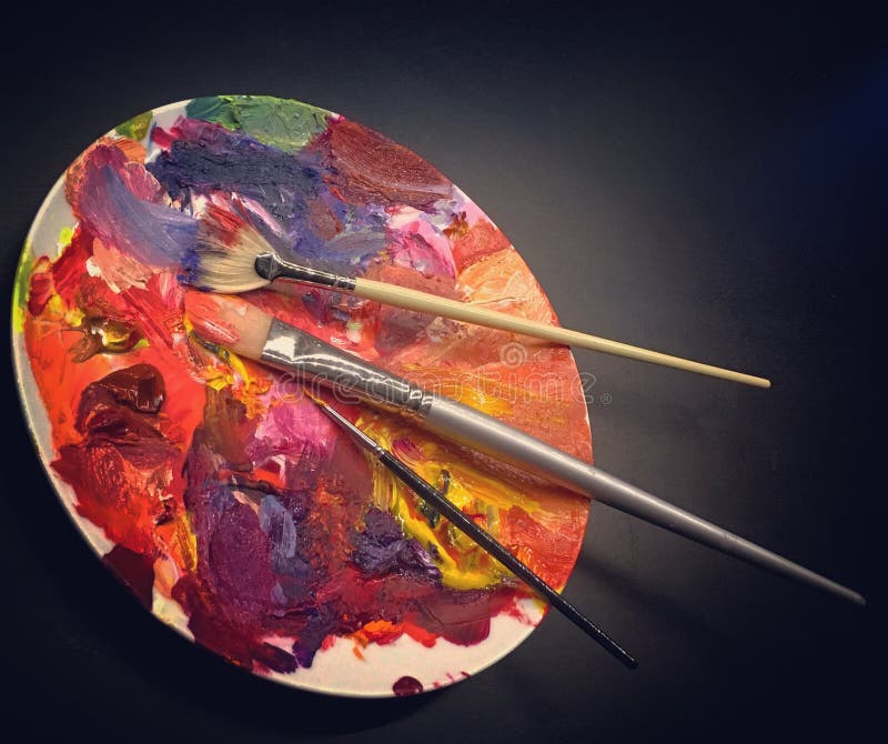 Artists paint palette. stock photo. Image of colour - 116352260