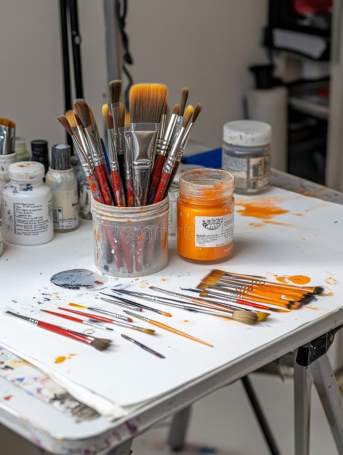 Artists Paintbrush Collection Vibrant Paint Organized Brushes Creative ...