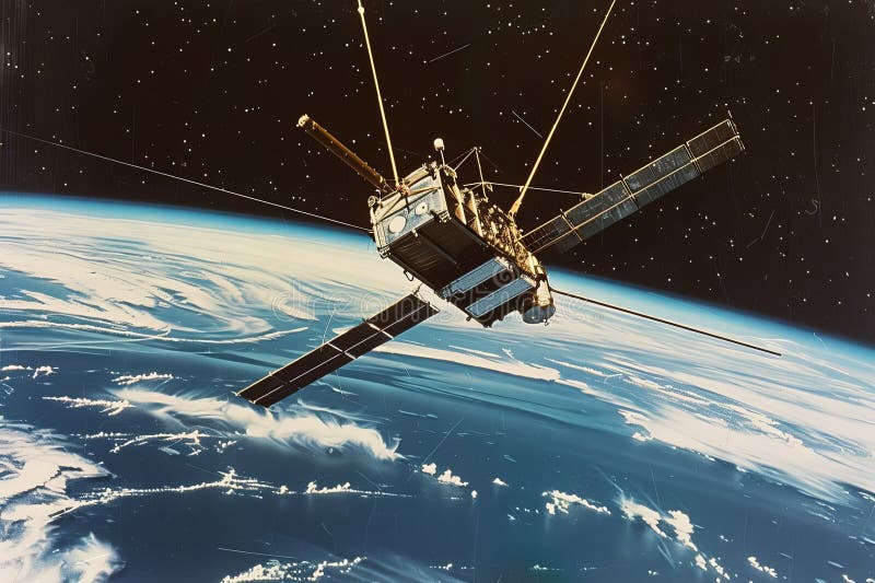 An Artists Rendering of a Satellite in Space with Data Lines Connecting ...