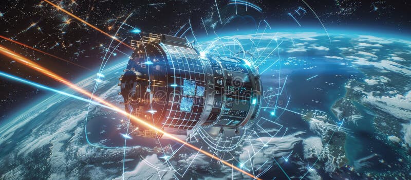 Artists Rendering of Satellite in Space Stock Image - Image of ...