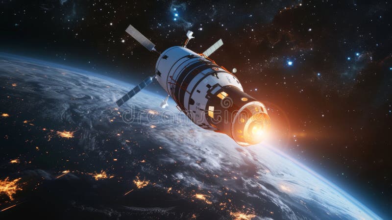 Artists Rendering of a Space Station in Orbit Stock Image - Image of ...
