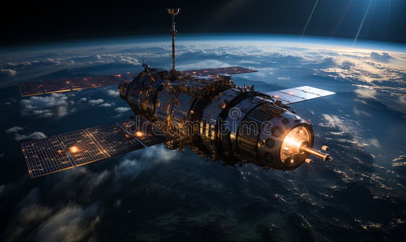 Artists Rendering of a Space Station in Orbit Stock Image - Image of ...
