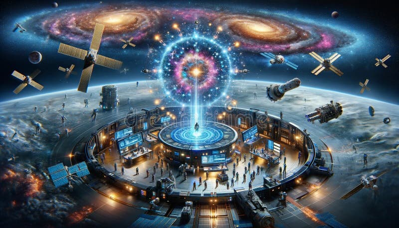 Futuristic Space Station Surrounded Objects Stock Photos - Free ...