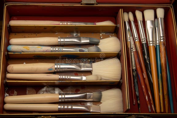 Artists Toolbox with Separate Sections for Brushes and Paints Stock ...