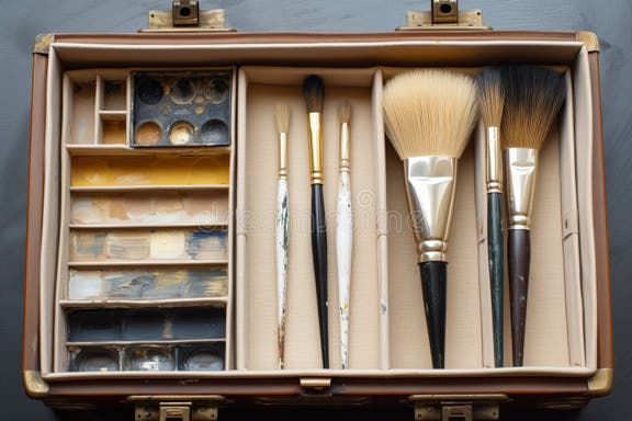 Artists Toolbox with Separate Sections for Brushes and Paints Stock ...
