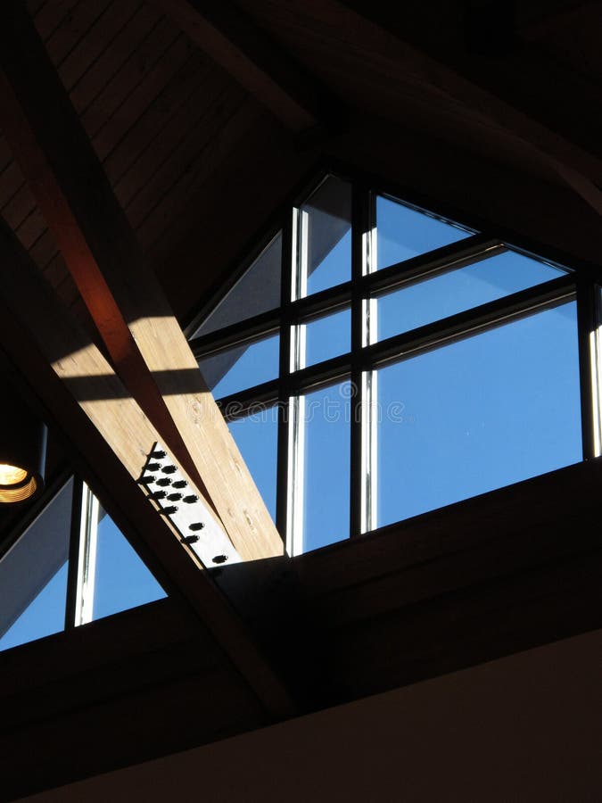 Arts and Crafts Triangular Window and Clear Blue Sky Stock Image ...