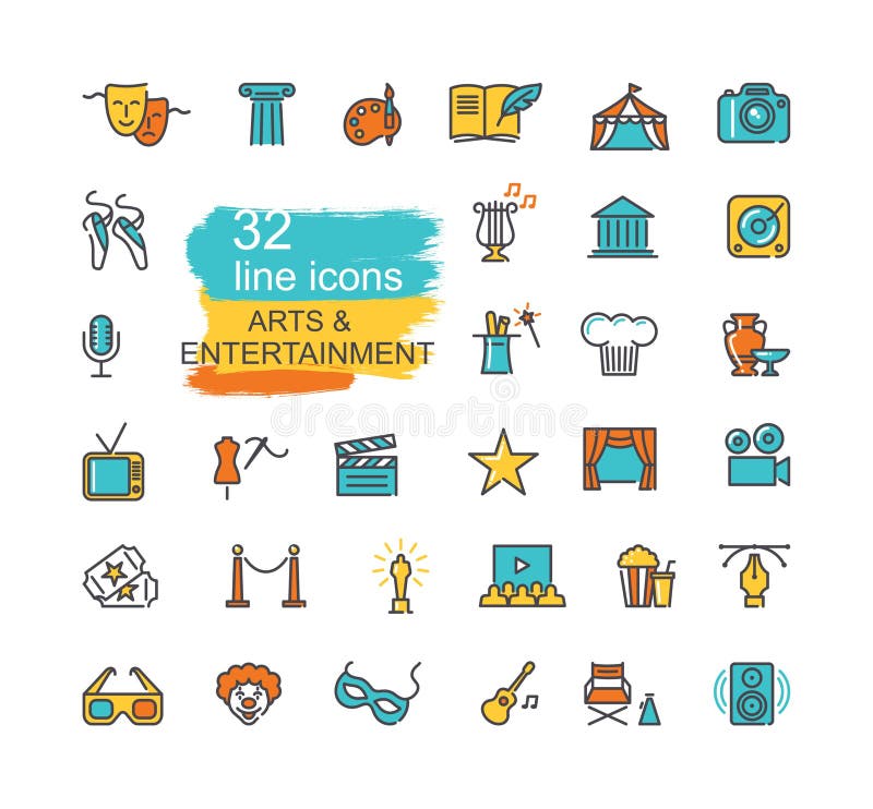 Arts and Entertainment Icon Set. Collection of Vector Icons Stock ...