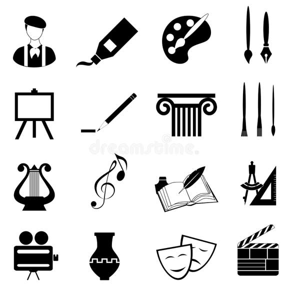 Arts icon set stock vector. Illustration of graphic, easel - 26139462