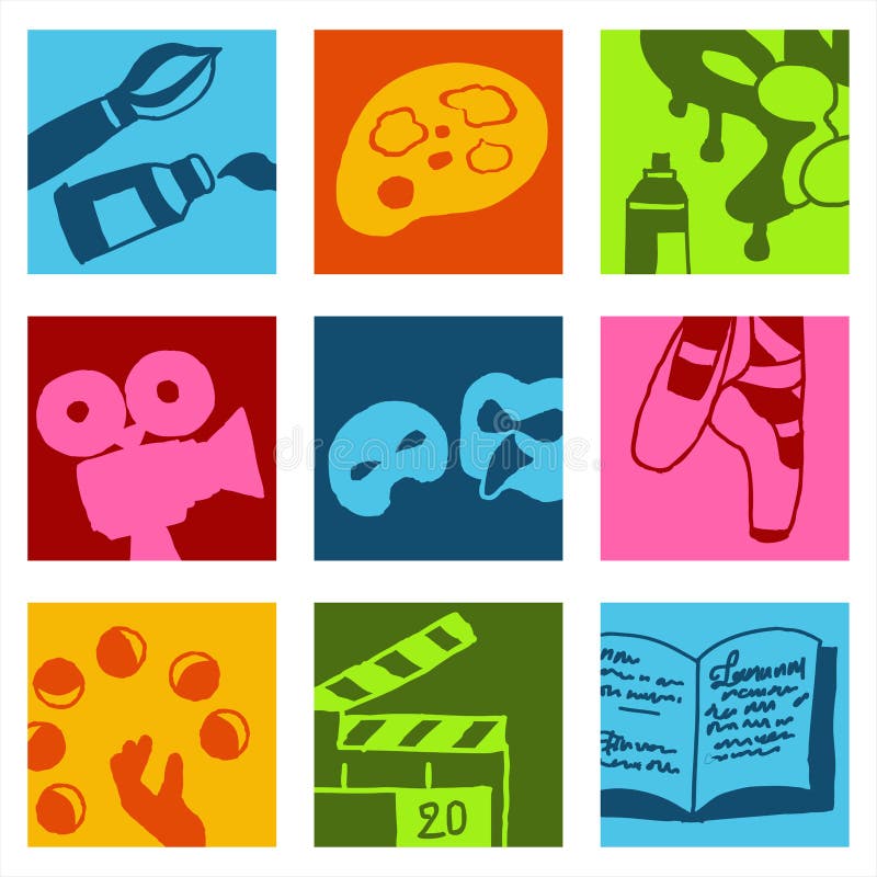 Arts icons set stock vector. Illustration of guitars - 10551594