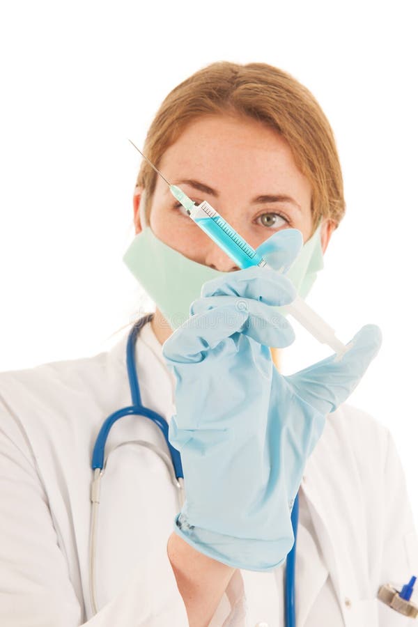 Arts Met Spuit En Geneeskunde Stock Afbeelding - Image of kaukasisch ...