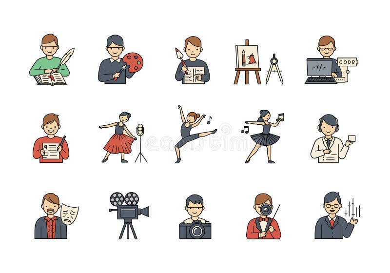 Arts & Professions Icon Set - Vector Stock Vector - Illustration of ...