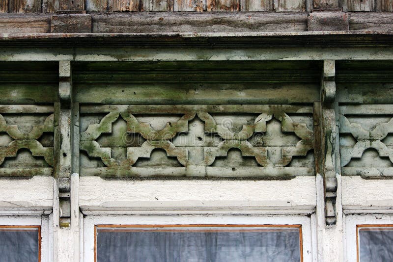 Artsy Decor Trim and Classic Old Wooden House. Triangular Patterns Wood ...