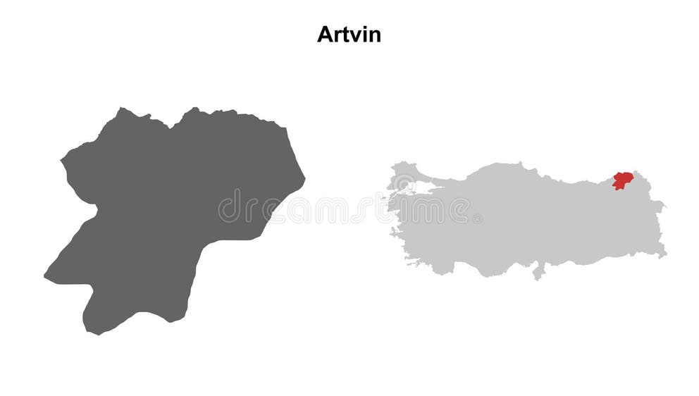 Artvin outline map stock vector. Illustration of boundary - 379013796