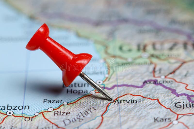 Artvin, Turkey pin on map stock photo. Image of place - 372920116