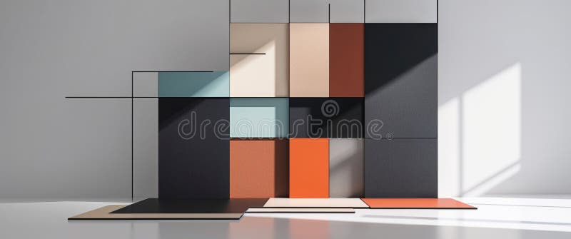 The Artwork Abstract Composition of Dark and Light Panels Features ...