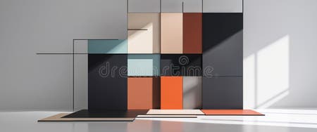 The Artwork Abstract Composition of Dark and Light Panels Features ...