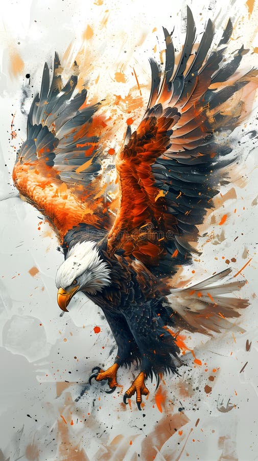 Vibrant Eagle in Flight Abstract Art Depicting Dynamic Motion of a ...