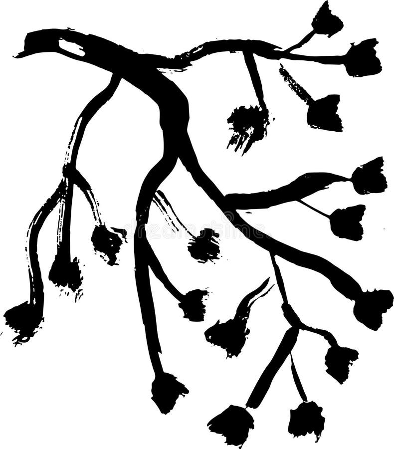 Artwork Brush Branch Tree Leaf Silhouette Stock Vector - Illustration ...