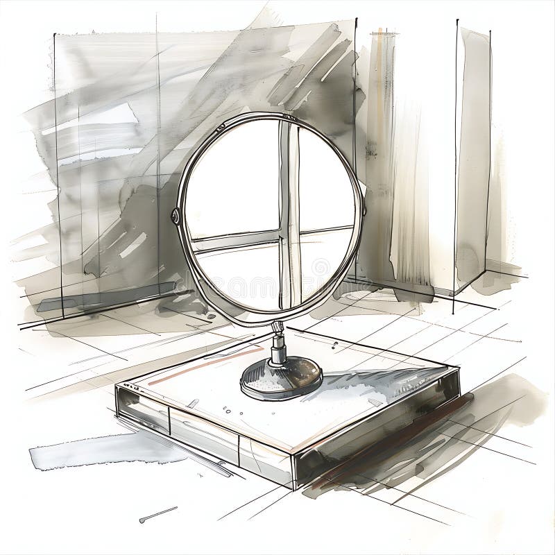 Elegant Watercolor Vanity Mirror Illustration Stock Illustration ...