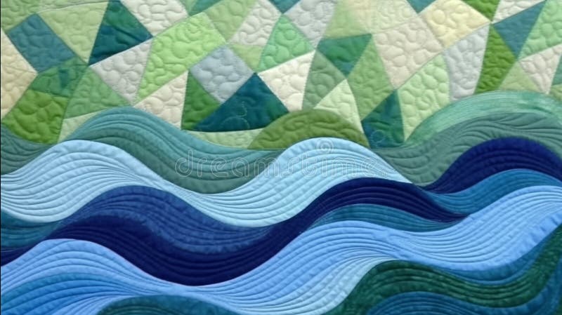 Oceanic Resonance: Soothing Wave Patterns in Blue and Green Stock ...