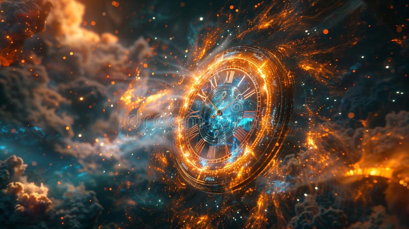 The Artwork Captures a Vibrant Time Machine Enveloped in Bright Cosmic ...