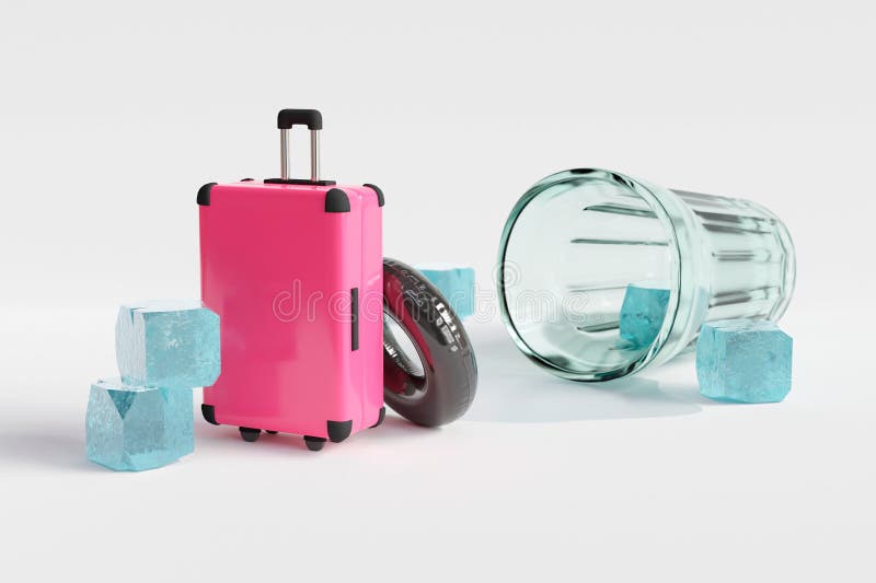 Artwork Collage Image of Mini Suitcase Inflatable Circle Ice Cube Big ...