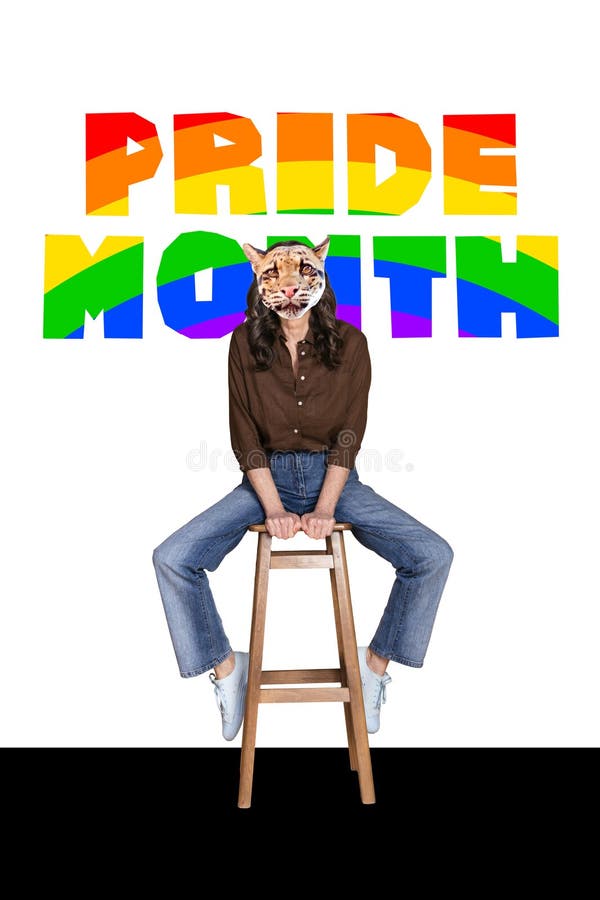 Artwork Collage Image of Weird Unusual Creature Animal Face Sit Stool ...