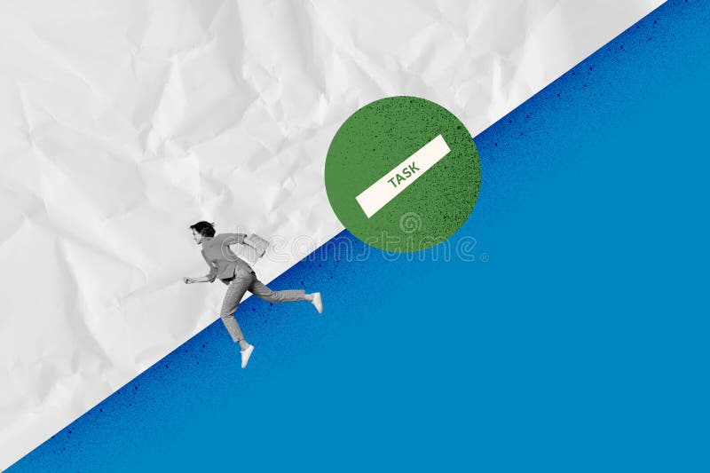 Artwork Collage Picture of Busy Office Manager Going Work Startup ...