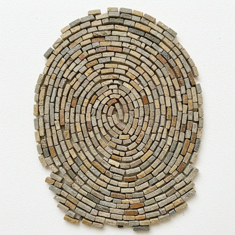 An Artwork Composed of Small, Rectangular Stones Forming Concentric ...