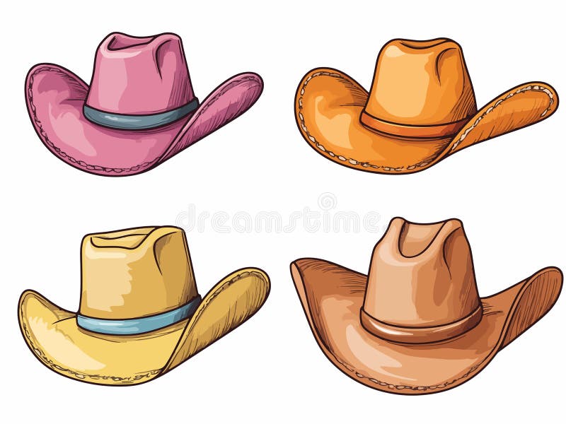 Artwork Cowboy Hat Vector Collection Stock Illustration - Illustration ...