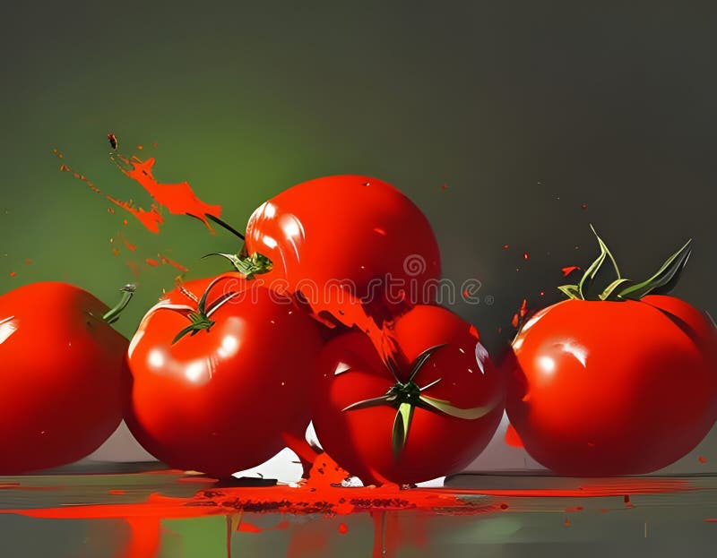 Artwork Created by AI Generator of an Exploding Tomato with Splashes ...