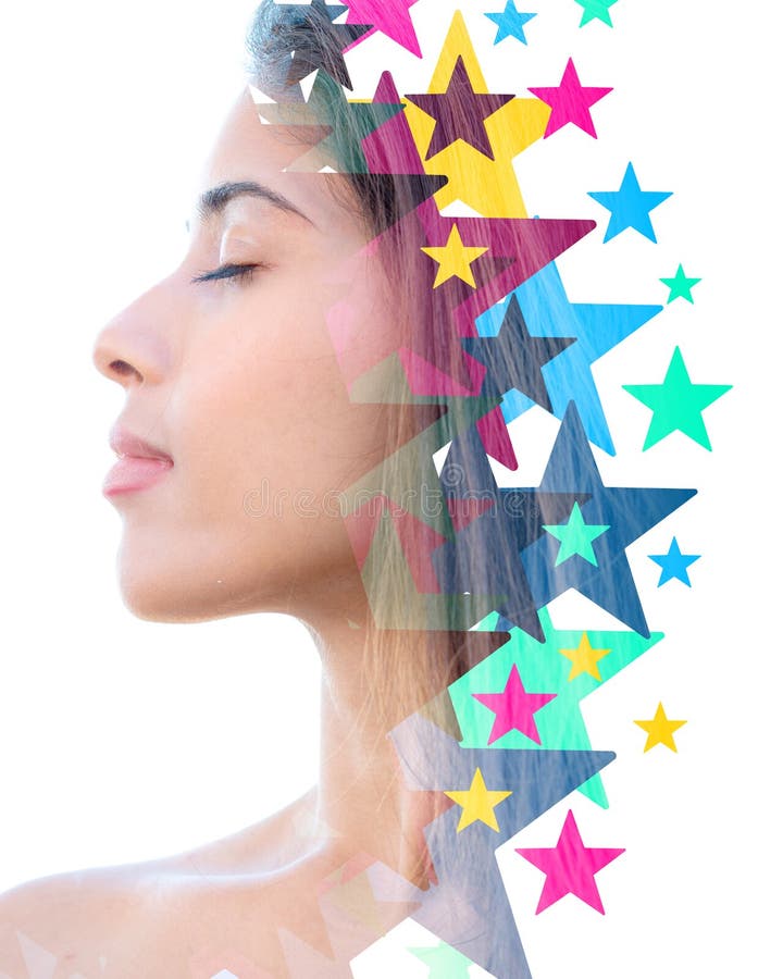 Portrait Combined with a Digital Illustration Stock Photo - Image of ...