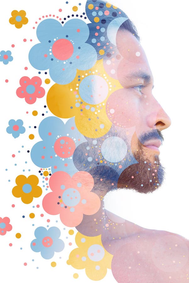 Portrait Combined with a Digital Illustration Stock Image - Image of ...