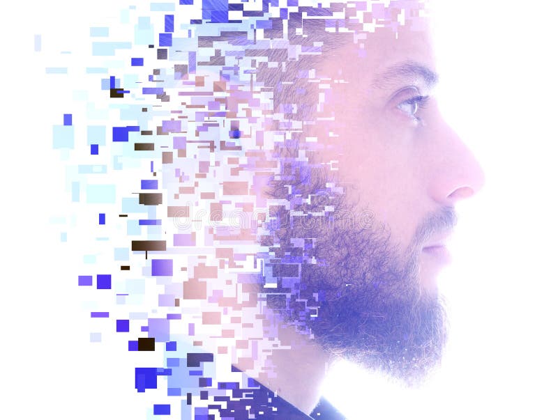 Portrait Combined with a Digital Illustration Stock Image - Image of ...