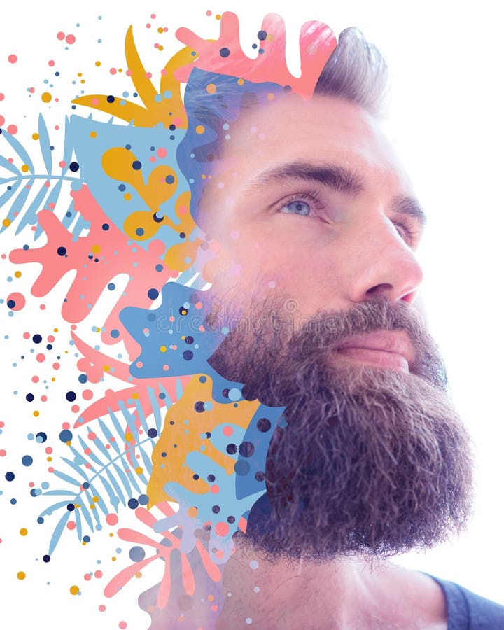 Portrait Combined with a Digital Illustration Stock Photo - Image of ...