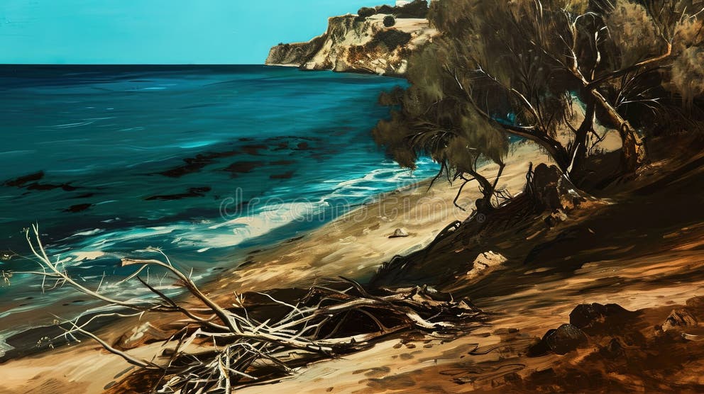 Artwork of Cyprus Landscape Stock Illustration - Illustration of ...