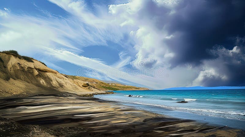 Artwork of Cyprus Landscape Stock Illustration - Illustration of rock ...