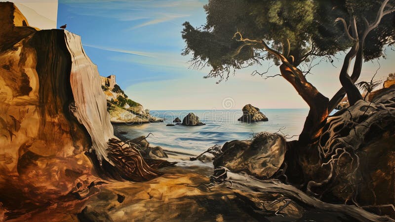 Artwork of Cyprus Landscape Stock Illustration - Illustration of beauty ...