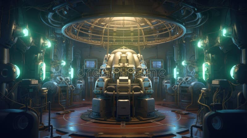 Artwork Depicting the Interior of a Futuristic Laboratory with Reactor. AIG35. Stock Photo ...