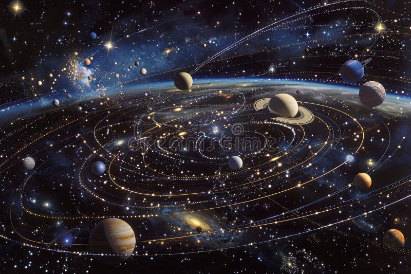Artwork Depicting the Solar System with All Its Planets, Showcasing the ...