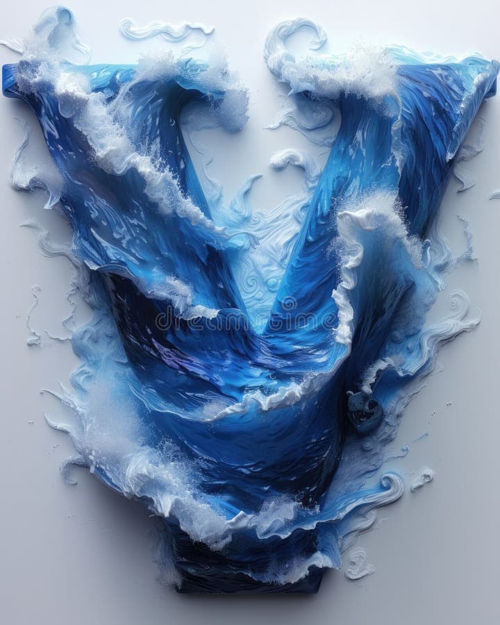 Artwork Depicting a Wave in the Form of Letters. Generative AI. Stock ...