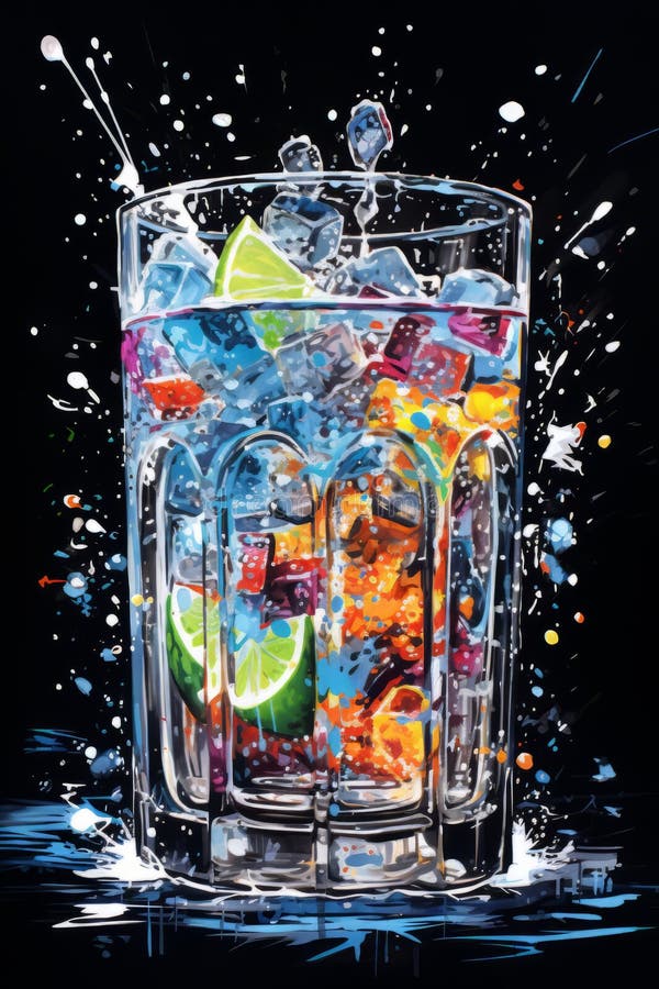 Painting with Water, Ice, Fruit, Liquid, Drinkware, and Art Stock Photo ...