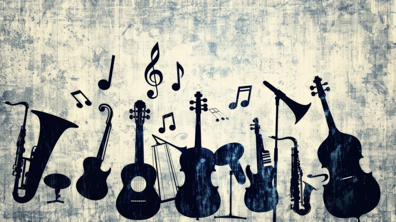 Musical Silhouettes. Symphony of Shadows and Light Stock Image - Image ...